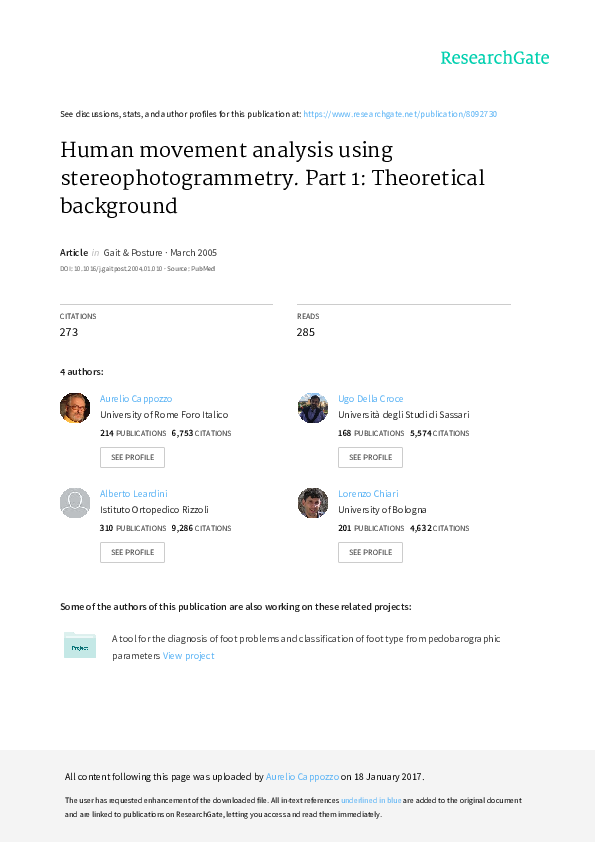 Pdf Human Movement Analysis Using Stereophotogrammetry Part 3 Soft Tissue Artifact