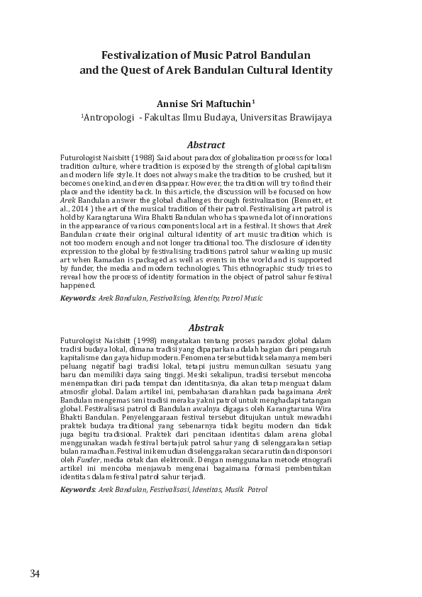 (PDF) Festivalization of Music Patrol Bandulan and the Quest of Arek ...