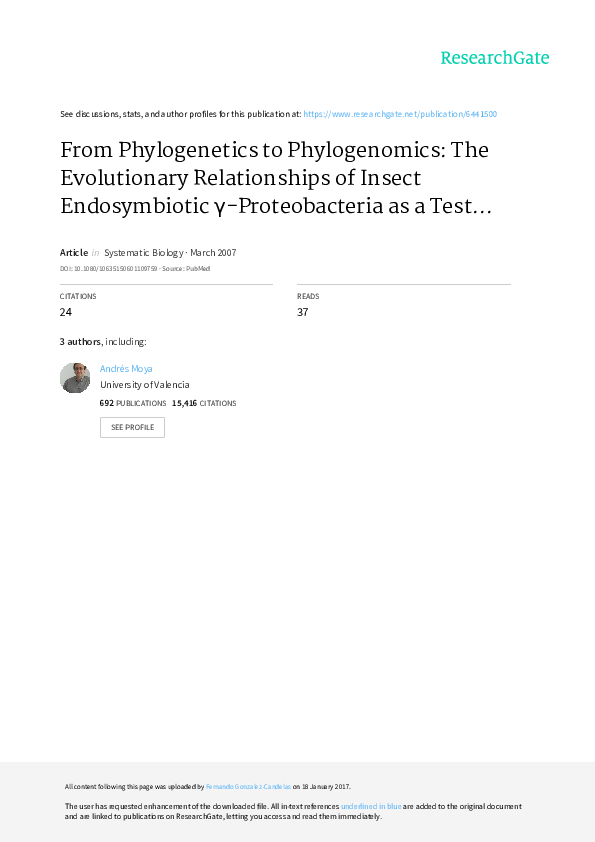 (PDF) From Phylogenetics to Phylogenomics: the Evolutionary ...