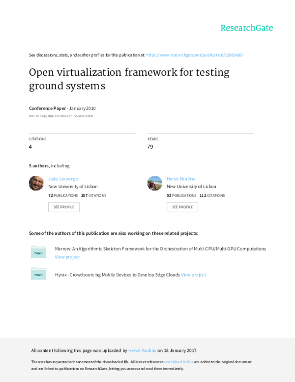 (PDF) Open Virtualization Framework for Testing Ground Systems
