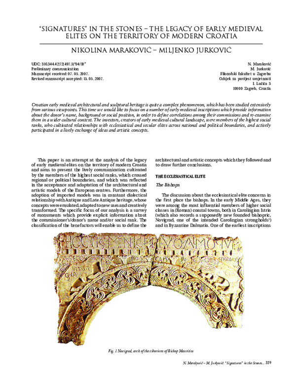 (PDF) "Signatures" in the Stones · The Legacy of Early Medieval Elites ...