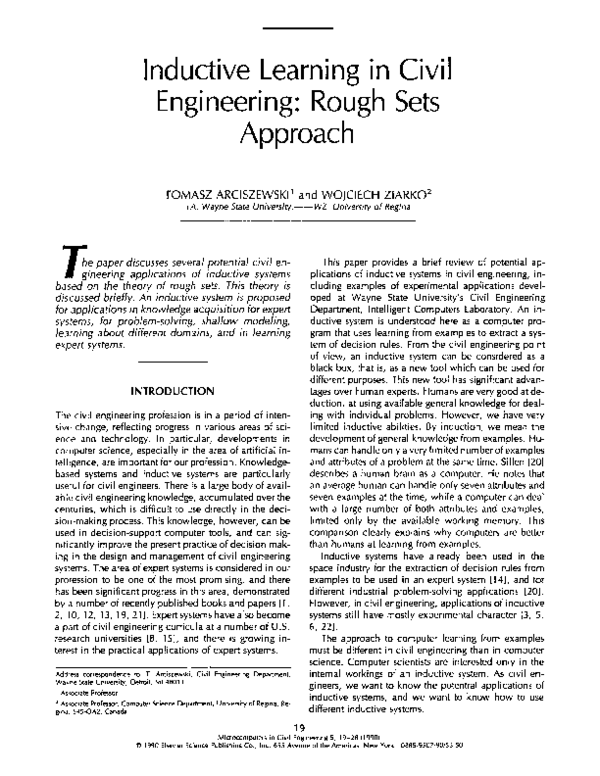 (PDF) Inductive Learning in Civil Engineering: Rough Sets Approach