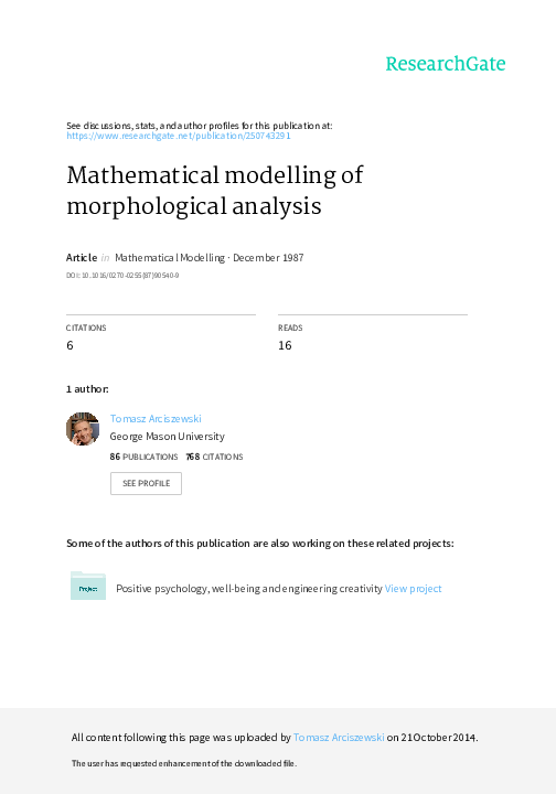 (PDF) Mathematical modelling of morphological analysis