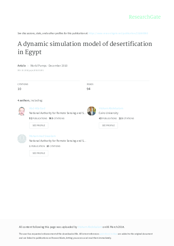 (PDF) A dynamic simulation model of desertification in Egypt