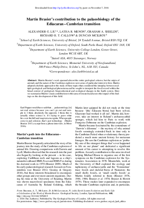 (PDF) Martin Brasier's contribution to the palaeobiology of the ...
