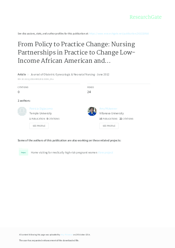 (PDF) From Policy to Practice Change: Nursing Partnerships in Practice ...