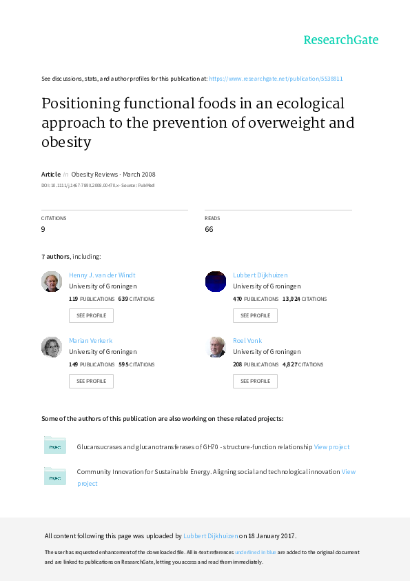 (PDF) Positioning functional foods in an ecological approach to the ...