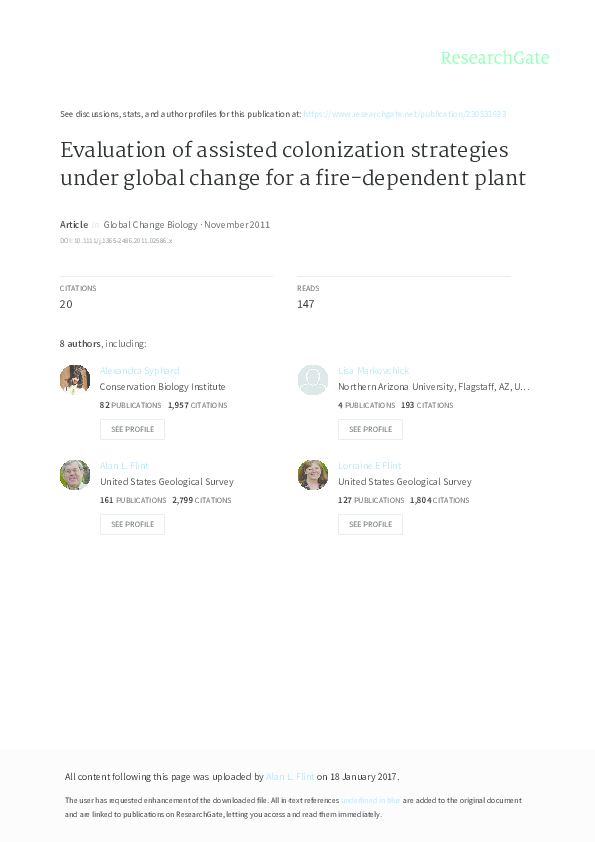 (PDF) Evaluation of assisted colonization strategies under global ...