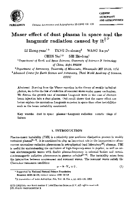 (PDF) Maser effect of dust plasma in space and the Langmuir radiation ...