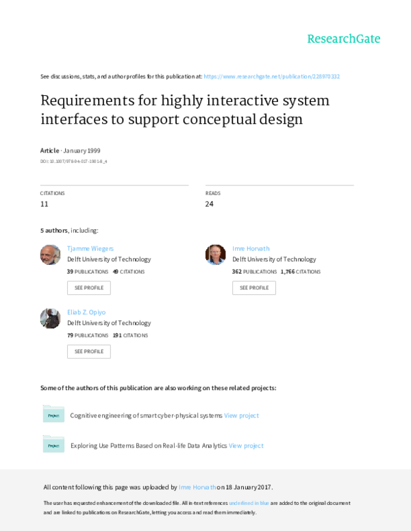 (PDF) Requirements for highly interactive system interfaces to support ...