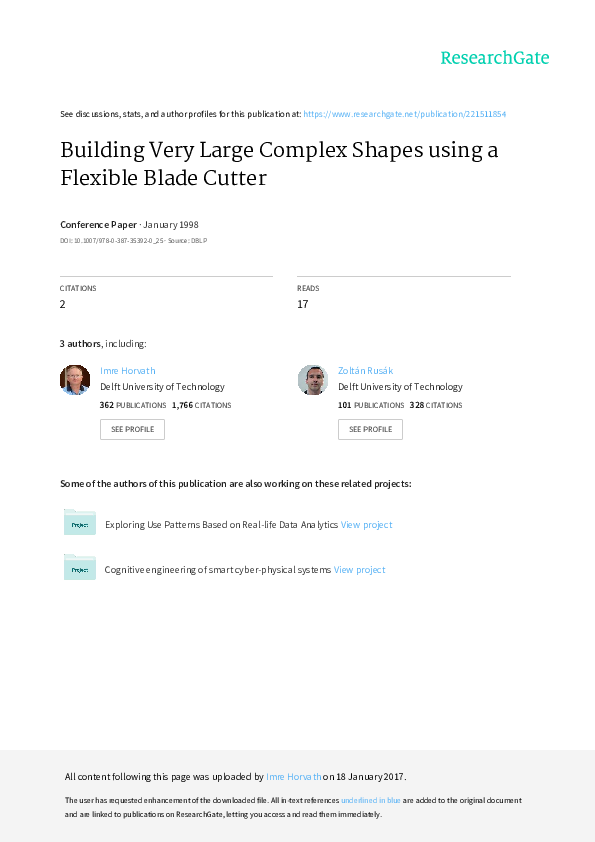 (PDF) Building Very Large Complex Shapes using a Flexible Blade Cutter