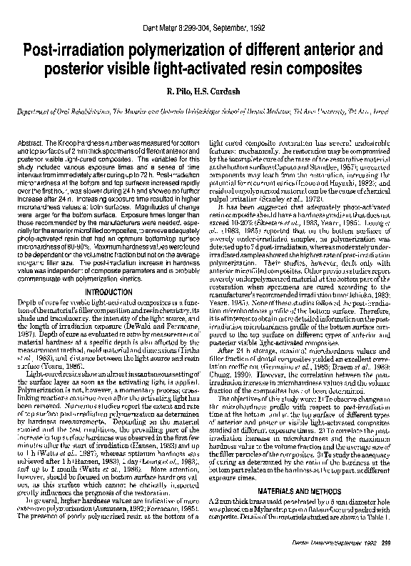 (PDF) Post-irradiation polymerization of different anterior and ...