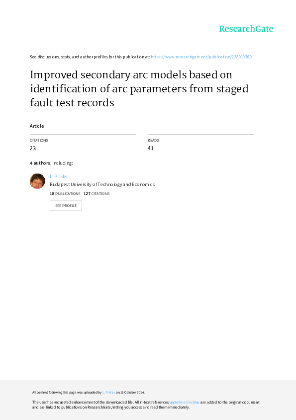 (PDF) Improved secondary arc models based on identification of arc ...