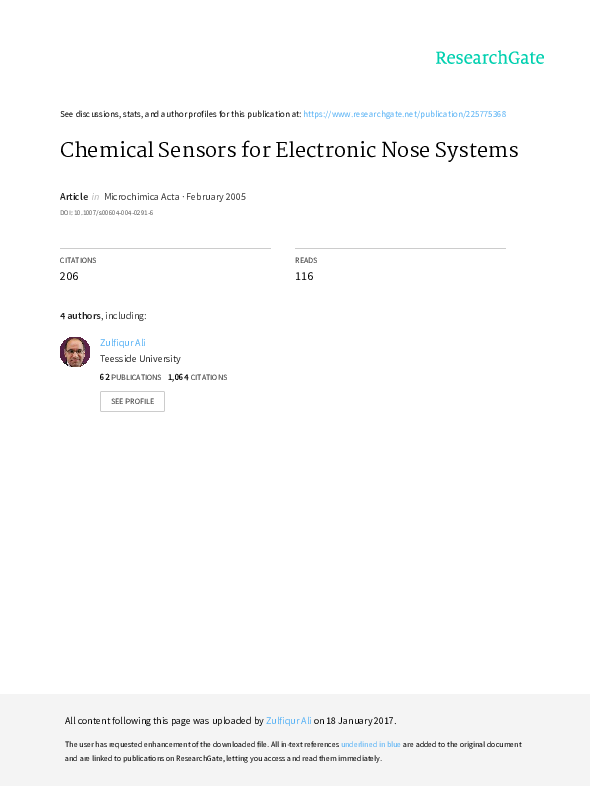 (PDF) Chemical Sensors for Electronic Nose Systems