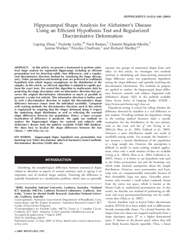 (PDF) Hippocampal Shape Analysis for Alzheimer's Disease Using An ...