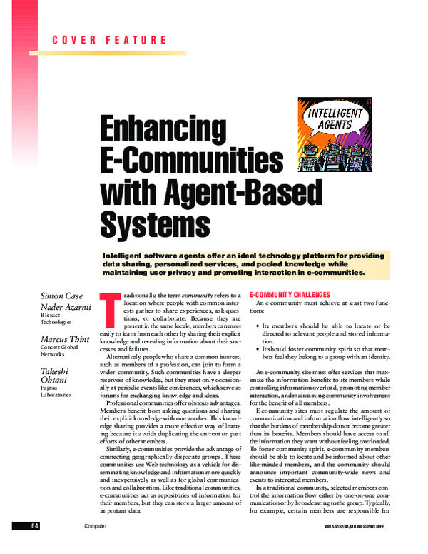 (PDF) Enhancing e-communities with agent-based systems