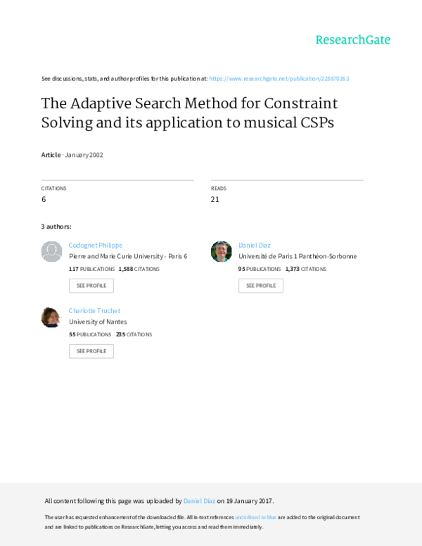 Pdf The Adaptive Search Method For Constraint Solving And Its Application To Musical Csps