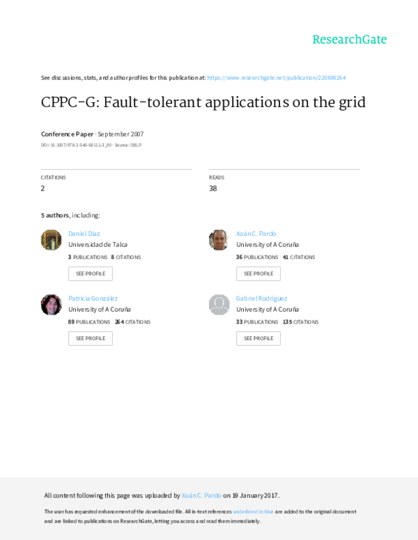 (PDF) CPPC-G: Fault-Tolerant Applications on the Grid | Daniel Arias Diaz - Academia.edu