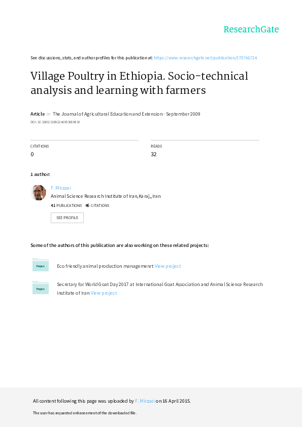 (PDF) Village Poultry In Ethiopia. Socio-Technical Analysis and ...