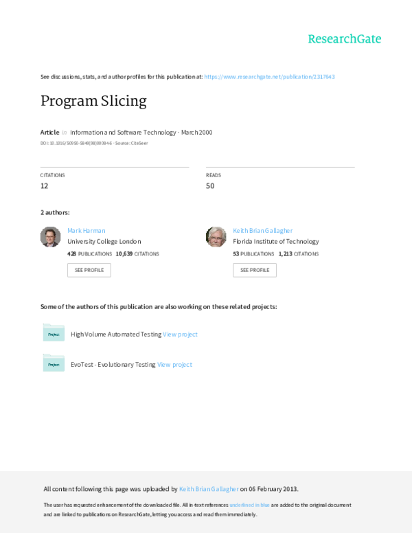 (PDF) Program Slicing