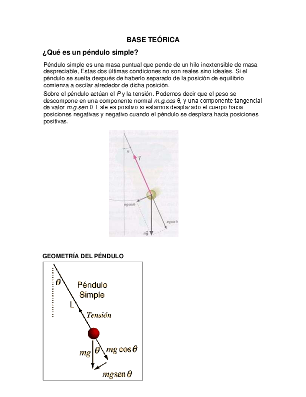 (PDF) BASE TEÓRICA ¿Qué es un péndulo simple
