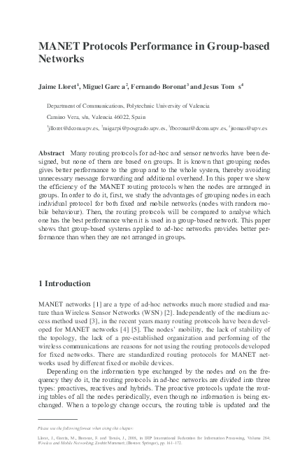 Pdf Manet Protocols Performance In Group Based Networks Fernando