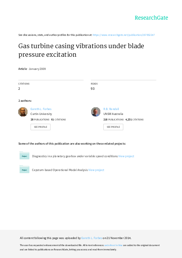 (PDF) Gas Turbine Casing Vibrations Under Blade Pressure Excitation