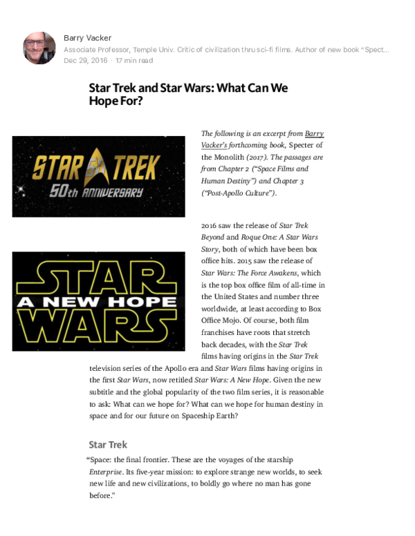 (PDF) 2017. Excerpt from Specter of the Monolith. "Star Trek and Star ...
