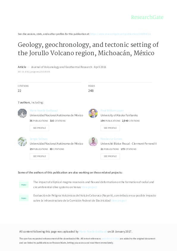 (PDF) Geology, geochronology, and tectonic setting of the Jorullo ...