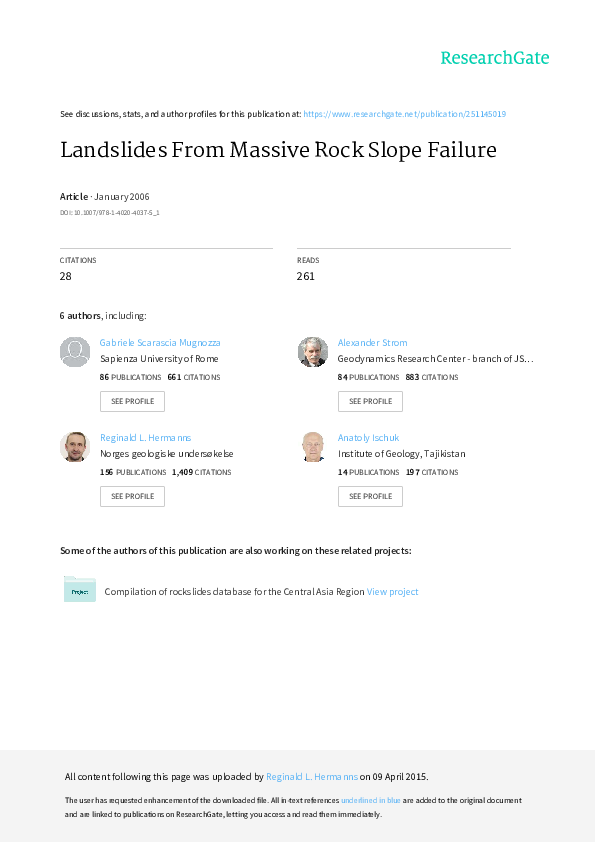 (PDF) Landslides From Massive Rock Slope Failure