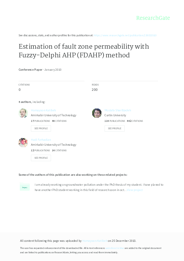 Pdf Estimation Of Fault Zone Permeability With Fuzzy Delphi Ahp