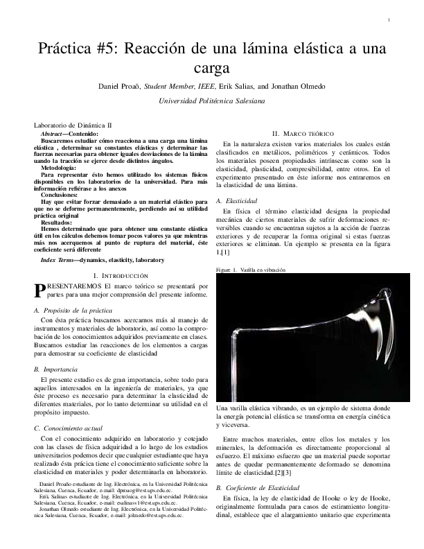 (PDF) Práctica #5: Reacción de una lámina elástica a una carga