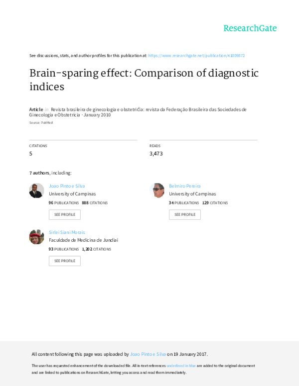 (PDF) Brain-Sparing Effect: Comparison of Diagnostic Indices