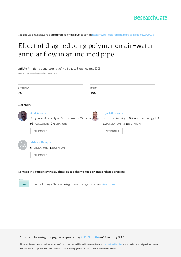 Effect of drag reducing polymer on air-water annular flow in an ...