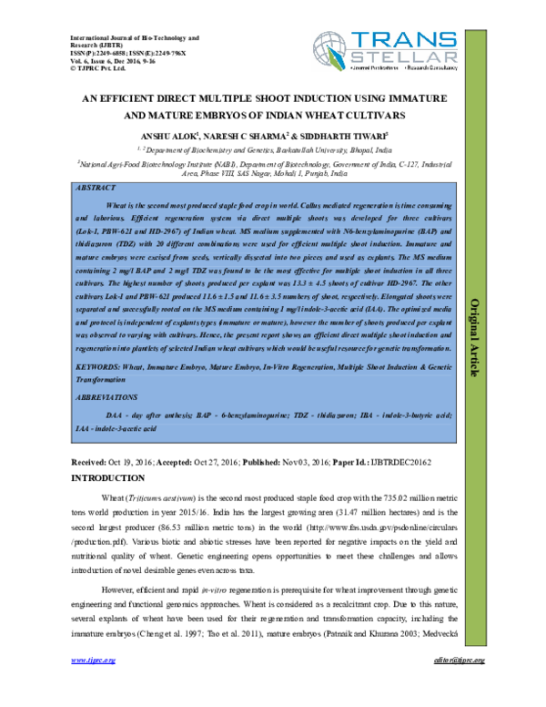 (PDF) AN EFFICIENT DIRECT MULTIPLE SHOOT INDUCTION USING IMMATURE AND ...