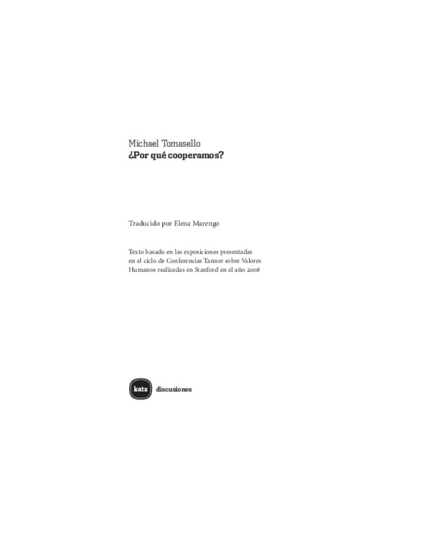 (PDF) Michael Tomasello ¿Por qué cooperamos