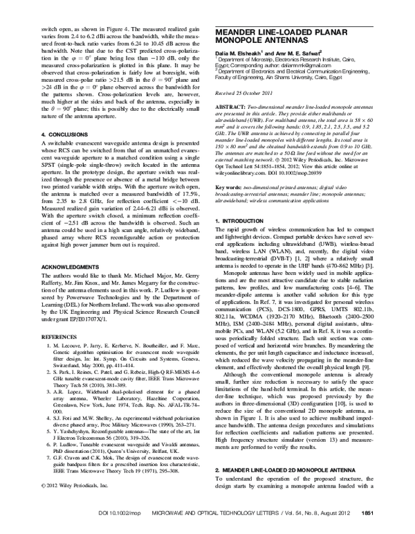 (PDF) Meander line-loaded planar monopole antennas