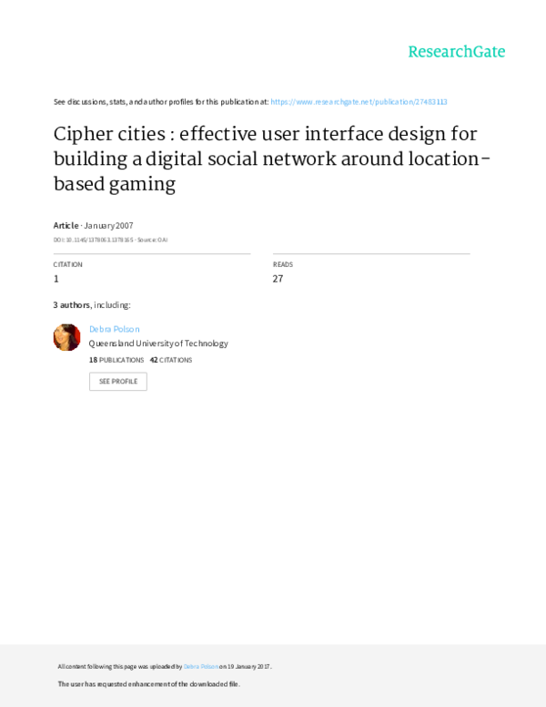 (PDF) Cipher Cities: Effective User Interface Design for Building a ...