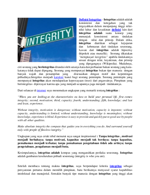 (PDF) Definisi Integritas