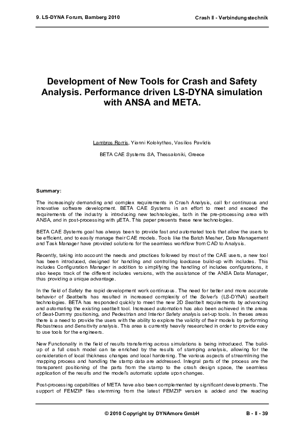 (PDF) Development of New Tools for Crash and Safety Analysis ...