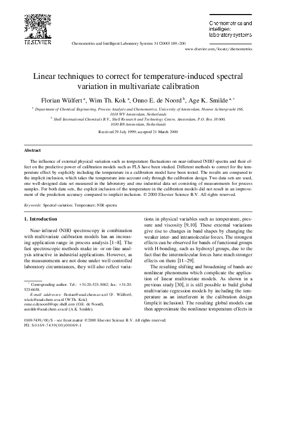 (PDF) Linear Techniques to Correct for Temperature-Induced Spectral Variation In Multivariate ...