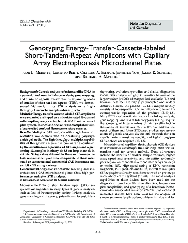 (PDF) Genotyping Energy-Transfer-Cassette-Labeled Short-Tandem-Repeat ...