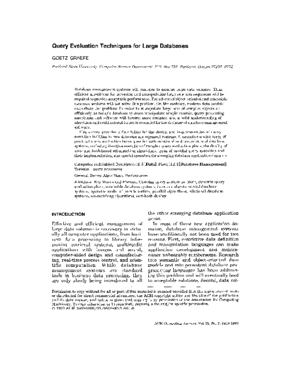 Pdf Query Evaluation Techniques For Large Databases Abd Hamid Bustamin