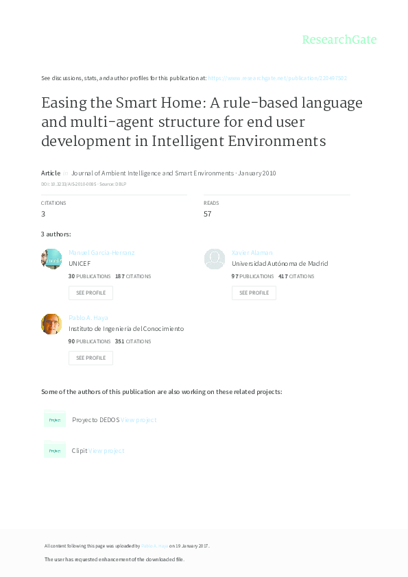 (PDF) Easing the Smart Home: A Rule-Based Language and Multi-Agent Structure for End User ...
