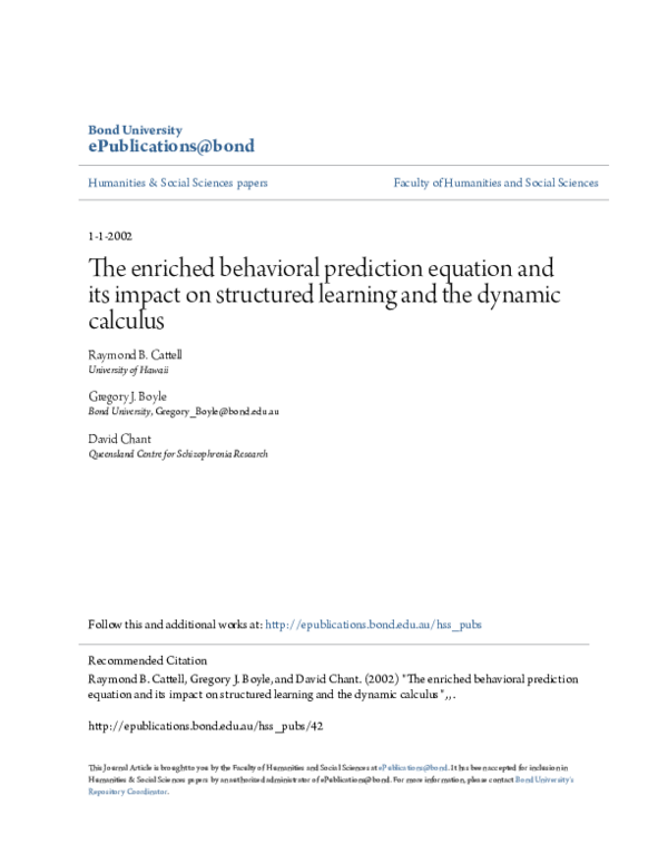 (PDF) The enriched behavioral prediction equation and its impact on ...