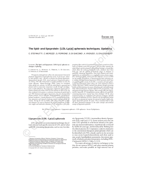 (PDF) Lipoprotein [LDL-Lp(a)] apheresis