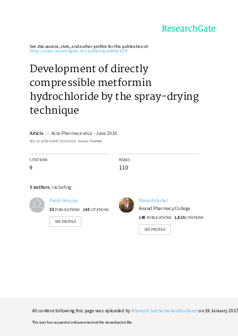 (PDF) Development of Directly Compressible Metformin Hydrochloride by ...