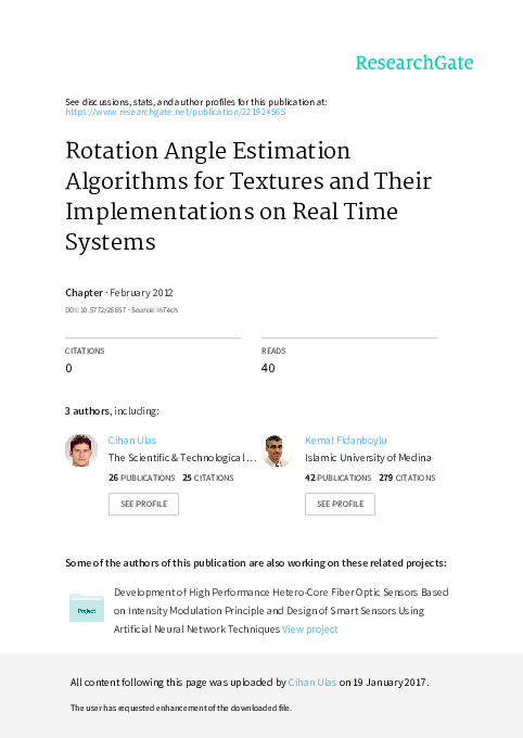 Pdf Rotation Angle Estimation Algorithms For Textures And Their Real Time Implementation On