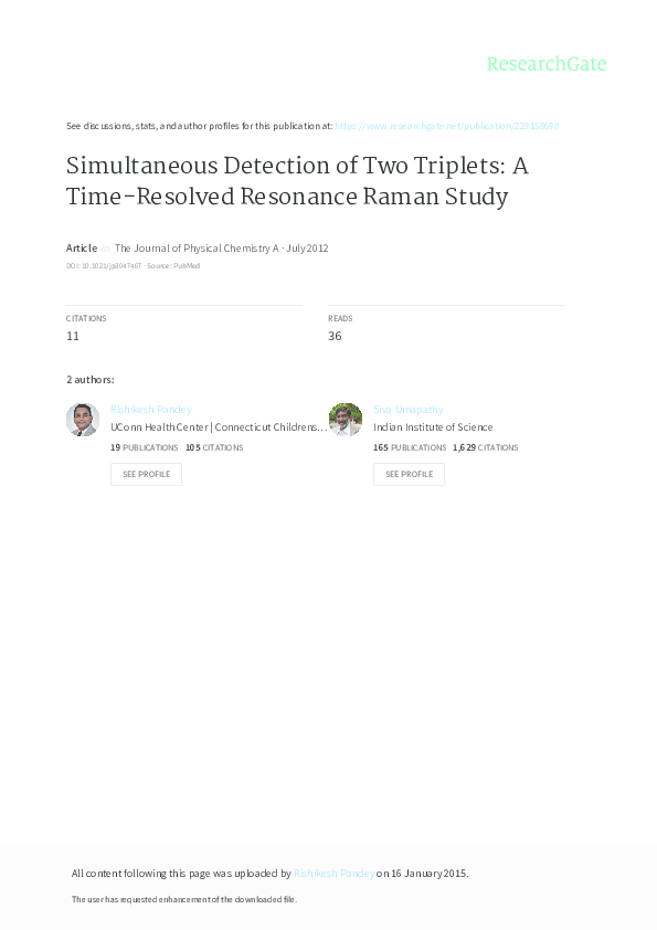(PDF) Simultaneous Detection of Two Triplets: A Time-Resolved Resonance ...