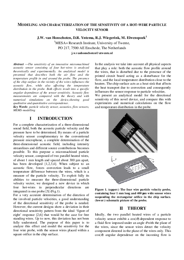 (PDF) Modeling and characterization of the sensitivity of a hot-wire ...